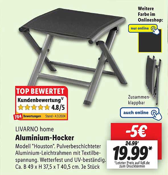 Livarno Home Aluminium-hocker Angebot bei Lidl - 1Prospekte.de