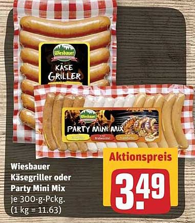 Wiesbauer Käsegriller Oder Party Mini Mix Angebot bei REWE - 1Prospekte.de