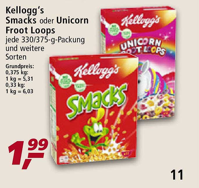 Kellogg's Smack Oder Unicorn Froot Loops Angebot bei Real - 1Prospekte.de