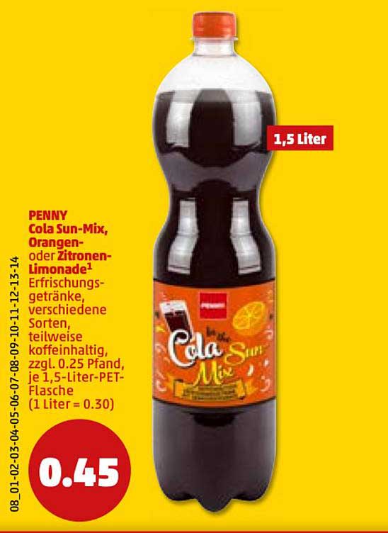 Penny Cola Sun-mix,orangen- Oder Zitronen- Limonade Angebot bei Penny