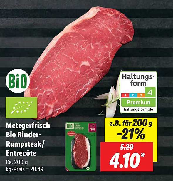 Metzgerfrisch Bio Rinder-rumpsteak Oder Entrecôte Angebot bei Lidl ...