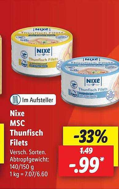 Nixe Msc Thunfisch Filets Angebot bei Lidl - 1Prospekte.de