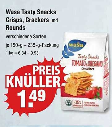 Wasa Tasty Snacks Crisps, Crackers Und Rounds Angebot bei V-Markt ...