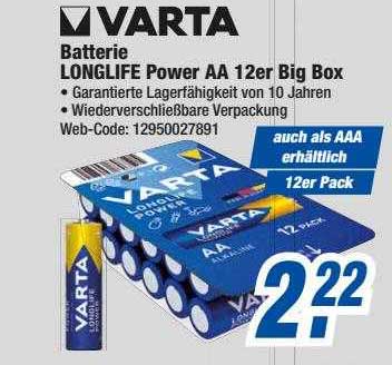 Varta Batterie Longlife Power Aa 12er Big Box Angebot bei HEM expert ...