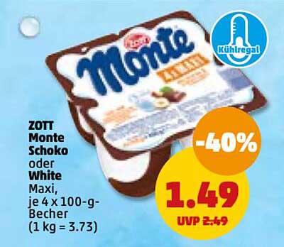 Zott Monte Schoko Oder White Angebot bei Penny - 1Prospekte.de