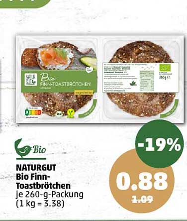 Naturgut Bio Finn-toastbrötchen Angebot bei Penny - 1Prospekte.de