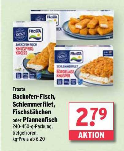 Frosta Backofen-fisch, Schlemmerfilet, Fischstäbchen Oder Pfannenfisch ...