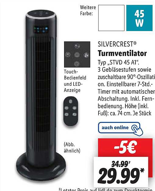 Silvercrest Turmventilator Angebot bei Lidl - 1Prospekte.de