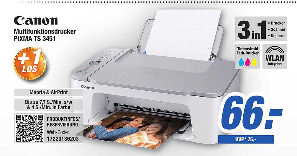 Canon Multifunktionsdrucker Pixma Ts 3451 Angebot bei Expert Bening
