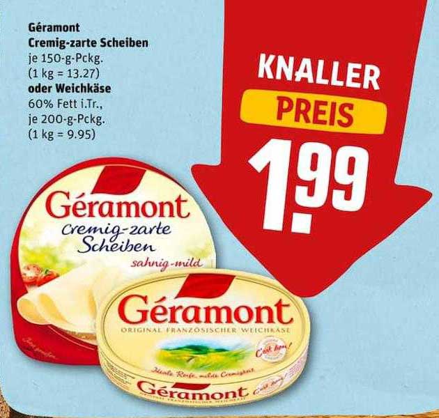 Géramont Cremig-zarte Scheiben Oder Weichkäse Angebot bei Kaufpark ...