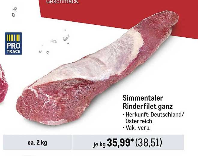 Simmentaler Rinderfilet Ganz Angebot bei METRO - 1Prospekte.de