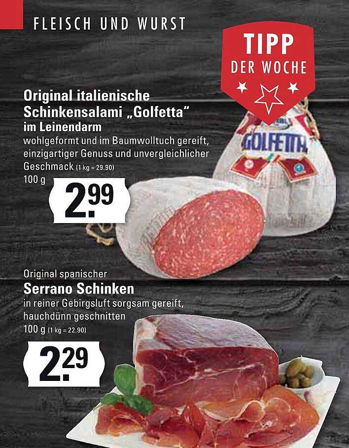 Original Italienische Schinkensalami Golfetta Oder Serrano Schinken ...