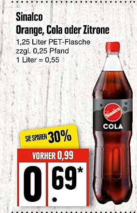 Sinalco Orange, Cola Oder Zitrone Angebot bei EDEKA - 1Prospekte.de