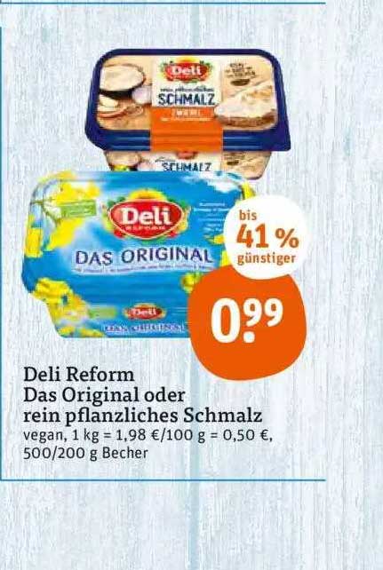 Deli Reform Das Original Oder Rein Pflanzliches Schmalz Angebot bei ...