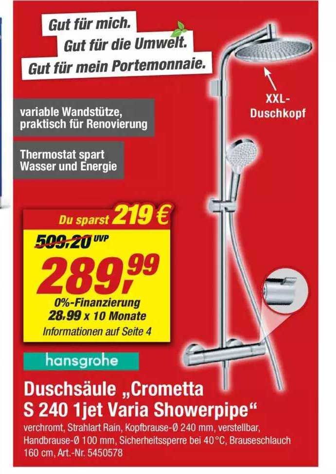 Hansgrohe Duschsäule „crometta S240 1jet Varia Showerpipe” Angebot bei ...
