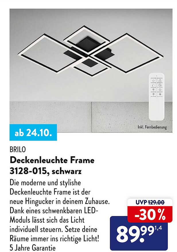 Brilo Deckenleuchte Frame 3128-015, Schwarz Angebot bei ALDI SÜD ...