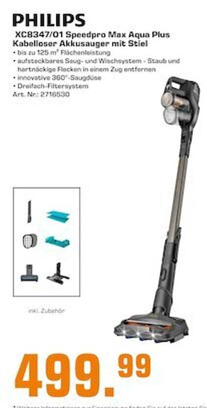 Philips Xc8347-01 Speedpro Max Aqua Plus Kabelloser Akkusauger Mit ...