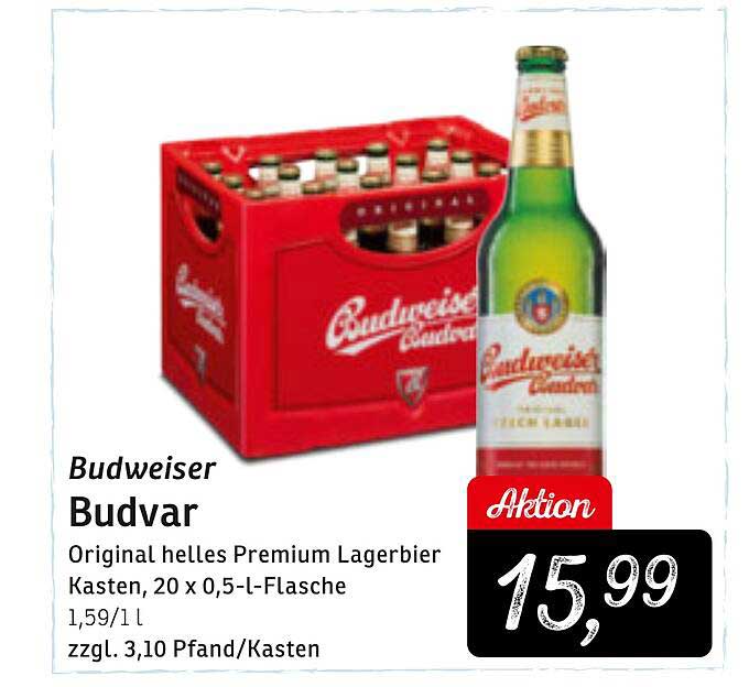 Budweiser Budvar Original Helles Premium Lagerbier Kasten Angebot bei ...
