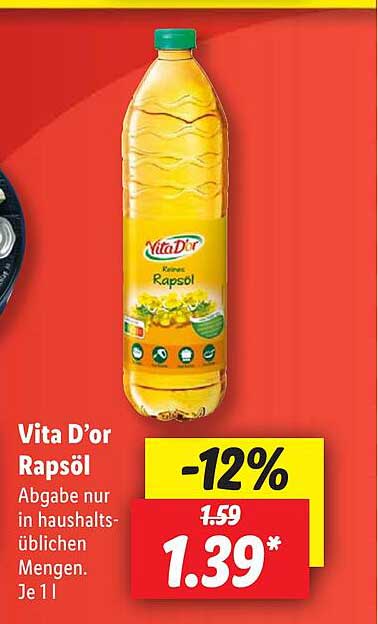 Vita D'or Rapsöl Angebot bei Lidl - 1Prospekte.de