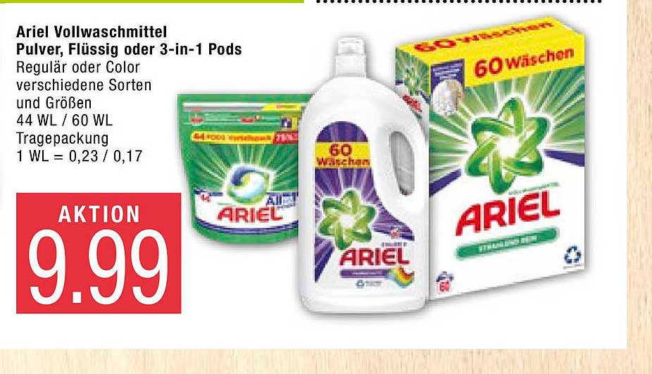 Ariel Vollwaschmittel Pulver, Flüssig Oder 3in1 Pods Angebot bei ...