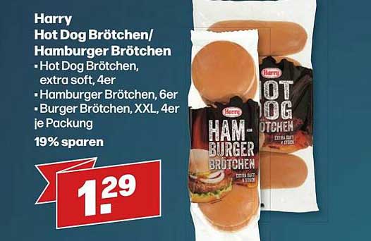 Harry Hot Dog Brötchen/hamburger Brötchen Angebot bei Handelshof ...