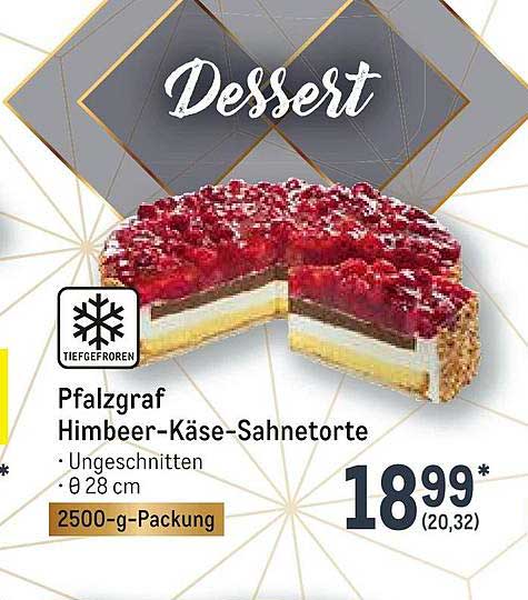 Pfalzgraf Himbeer Käse Sahnetorte Angebot bei METRO - 1Prospekte.de