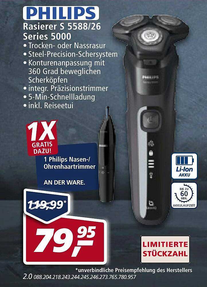 Philips Rasierer S 5588.26 Series 5000 Angebot bei Real - 1Prospekte.de