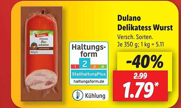 Dulano Delikatess Wurst Angebot bei Lidl - 1Prospekte.de