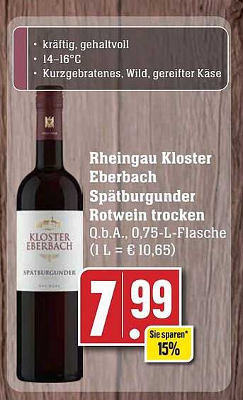 Rheingau Kloster Eberbach Spätburgunder Rotwein Trocken Angebot bei ...