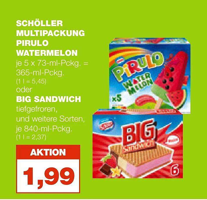 Schöller Multipackung Pirulo Watermelon Oder Big Sandwich Angebot bei ...