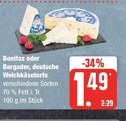 Bonifaz Oder Bergader, Deutsche Weichkäsetorte Angebot bei Marktkauf ...