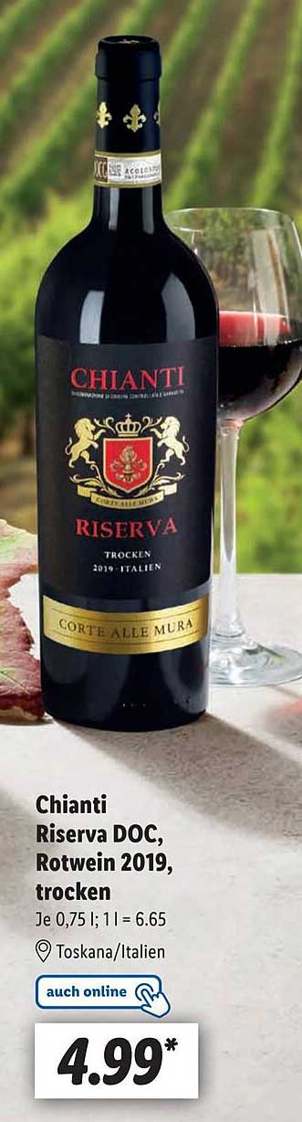 Chianti Riserva Doc, Rotwein 2019, Trocken Angebot bei Lidl - 1Prospekte.de