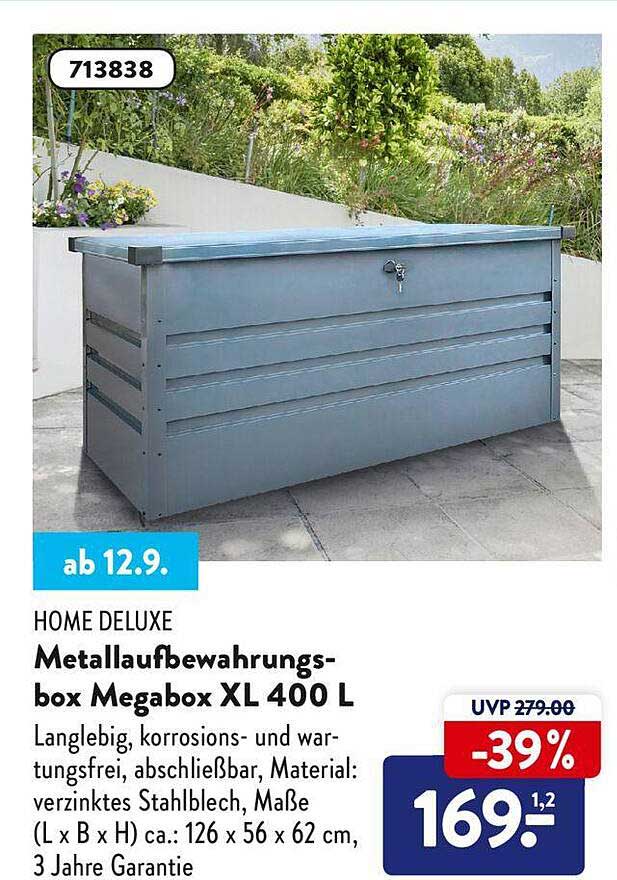 Home Deluxe Metalaufbewahrungsbox Megabox XL 400 L Angebot bei ALDI ...