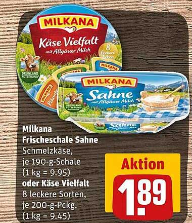 Milkana Frischeschale Sahne Oder Käse Vielfalt Angebot bei REWE ...