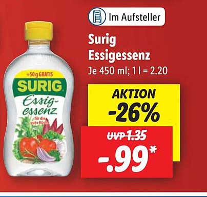 Surig Essigessenz Angebot bei Lidl - 1Prospekte.de