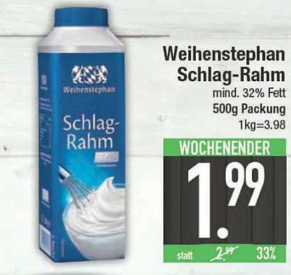Weihenstephan Schlag Rahm Angebot bei E Center - 1Prospekte.de