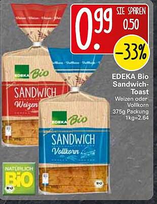 Edeka Bio Sandwich Toast Angebot bei Wez