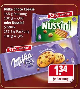 Milka Choco Cookie Oder Nussini Angebot bei REWE - 1Prospekte.de
