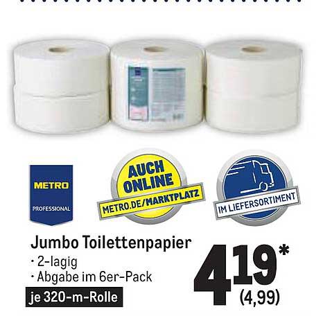 Metro Professional Jumbo Toilettenpapier Angebot bei METRO - 1Prospekte.de