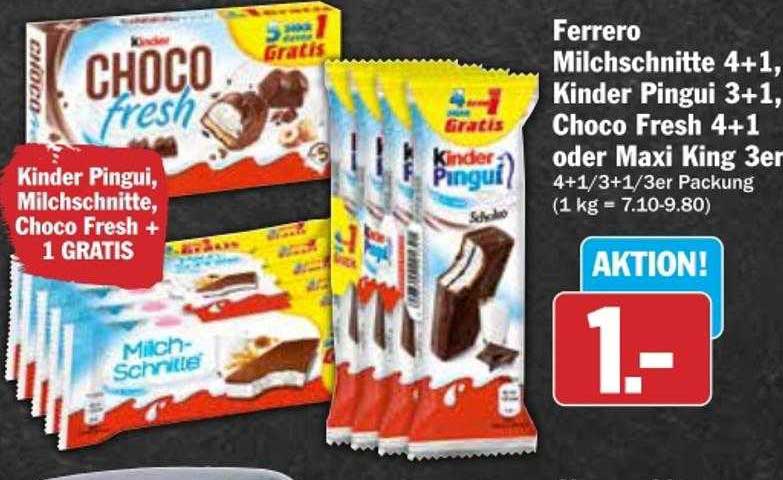 Ferrero Milchschnitte 4+1, Kinder Pingui 3+1, Choco Fresh 4+1 Oder Maxi ...
