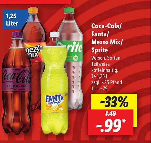 Coca-cola, Fanta, Mezzo Mix Oder Sprite Angebot bei Lidl - 1Prospekte.de