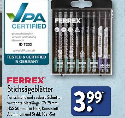 Ferrex Stichsägeblätter Angebot bei ALDI Nord - 1Prospekte.de