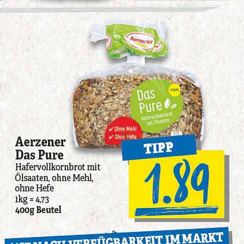 Aerzener Das Pure Hafervollkornbrot Mit ölsaaten Angebot bei EDEKA
