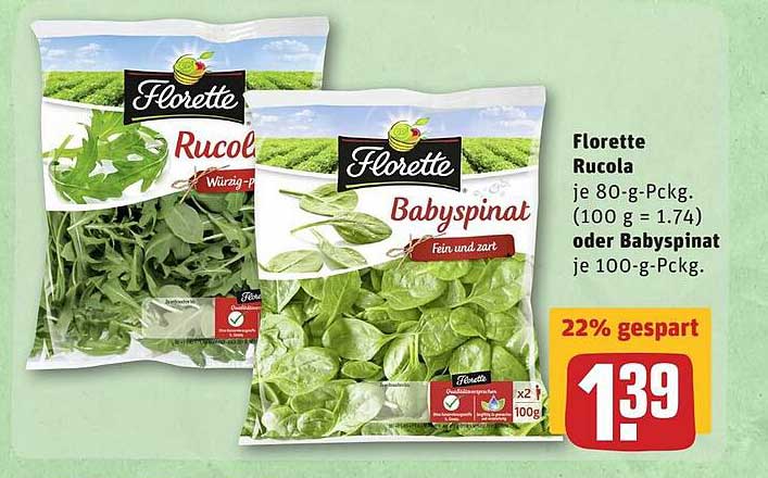 Florette Rucola Oder Babyspinat Angebot bei REWE - 1Prospekte.de