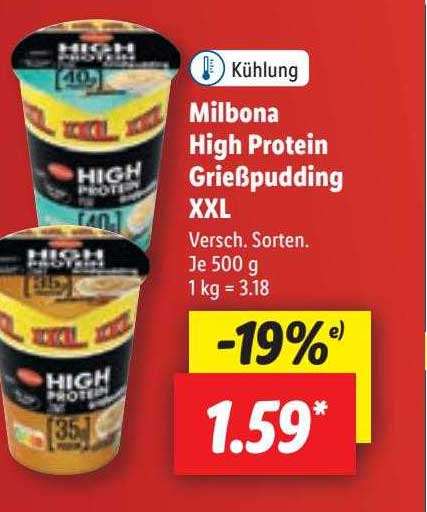 Milbona High Protein Grießpudding XXL Angebot bei Lidl - 1Prospekte.de
