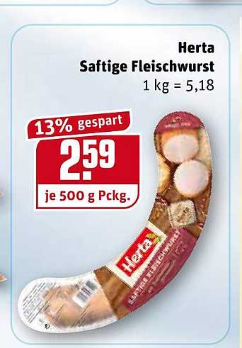 Herta Saftige Fleischwurst Angebot bei REWE Kaufpark - 1Prospekte.de