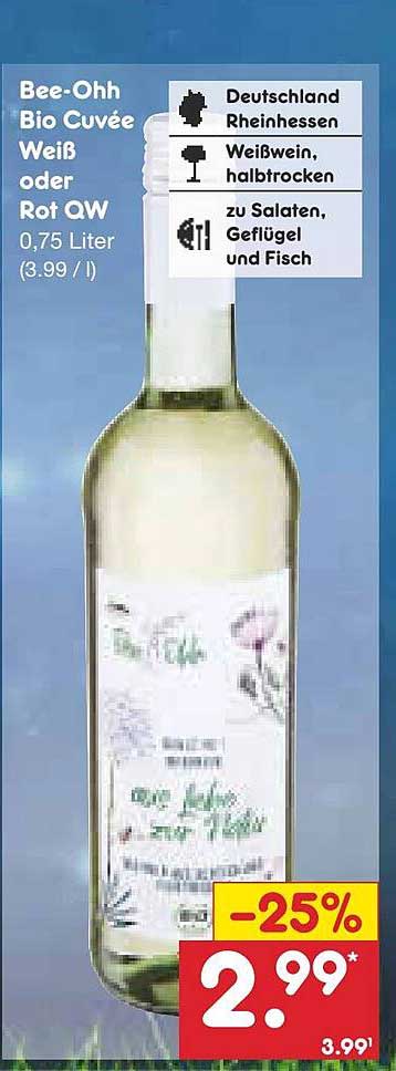 Bee-ohh Bio Cuvée Weiß Oder Rot Qw Angebot bei Netto Marken-Discount ...