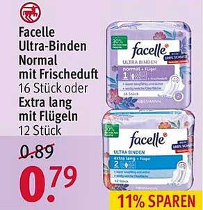 Facelle Ultra Binden Normal Mit Frischeduft Oder Extra Lang Mit Flügeln ...
