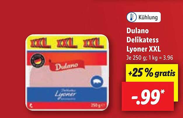Dulano Delikatess Lyoner XXL Angebot bei Lidl - 1Prospekte.de