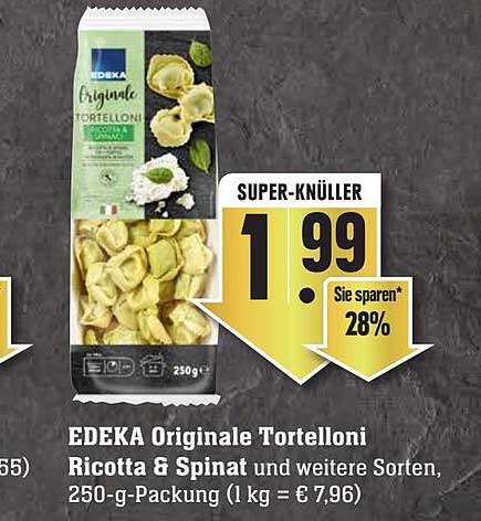 Edeka Originale Tortelloni Ricotta & Spinat Angebot bei EDEKA - 1Prospekte.de